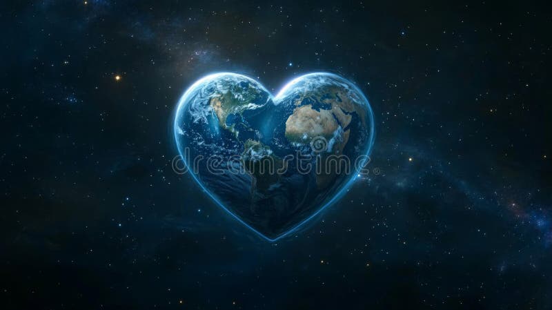 Earth Shaped As a Heart in Space Stock Illustration - Illustration of ...