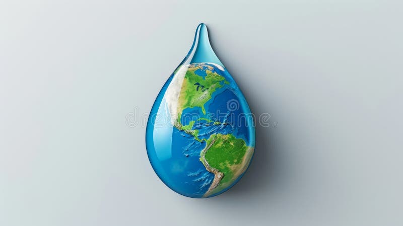 Earth Shaped Water Drop for Water Conservation Concept with Ample Space ...