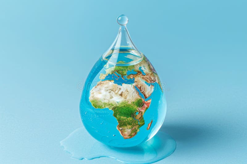 Earth Shaped Water Droplet for Water Conservation Concept with Ample ...