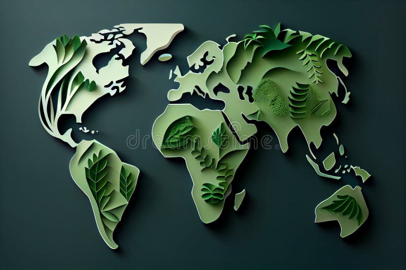 Earth Shapes with Trees Water and Shadow. Save the Earth Concept ...