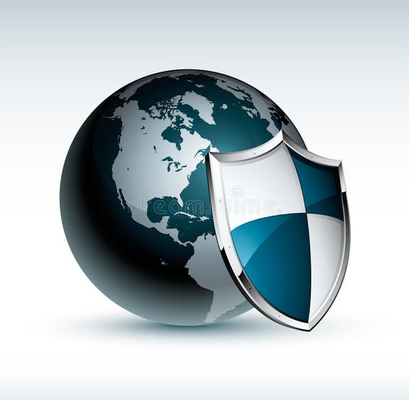 Earth and shield stock illustration. Illustration of symbol - 19499291