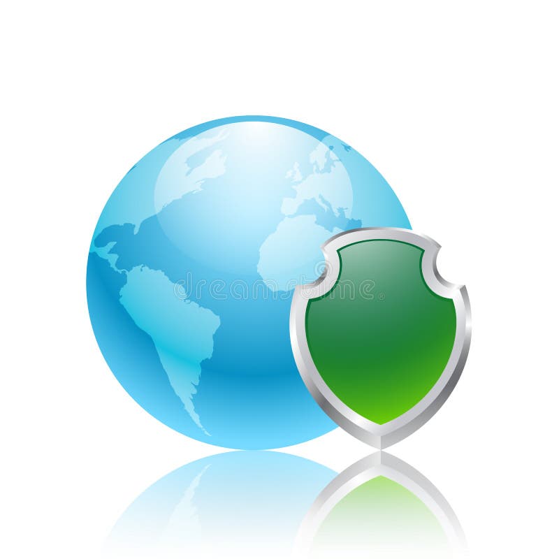 Earth and shield stock vector. Illustration of icon, antivirus - 39186760