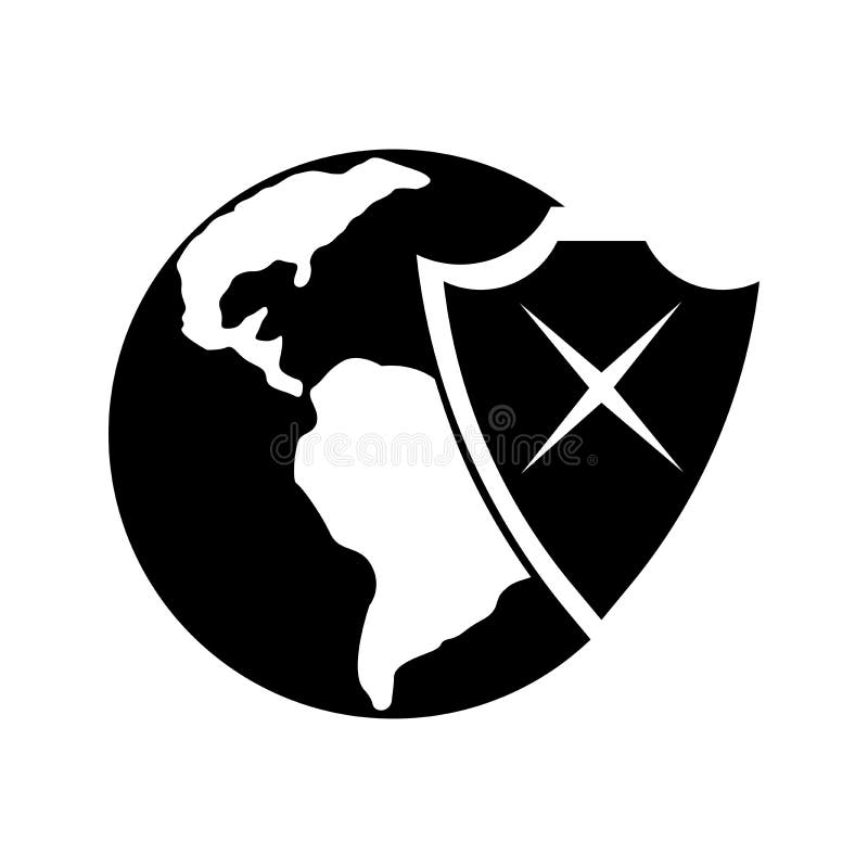 Earth and shield icon stock illustration. Illustration of ball - 114920110