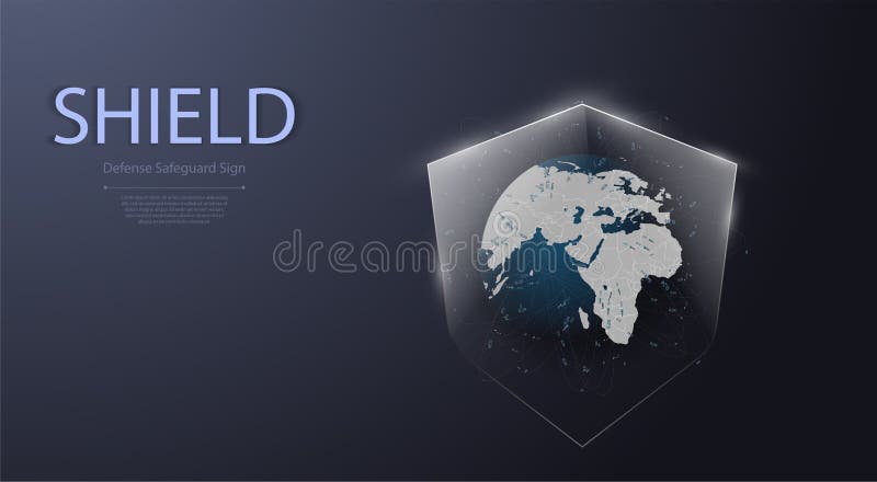 Earth and Shield Icon.Protected Guard Shield Security Concept Security ...