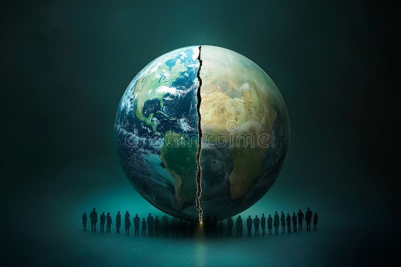 Earth is Shown Divided into Two Halves, Symbolizing Conflict and the ...