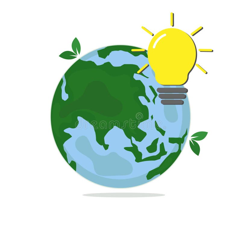 Earth and Simple Light Bulb Element Icon Illustration Vector Stock ...