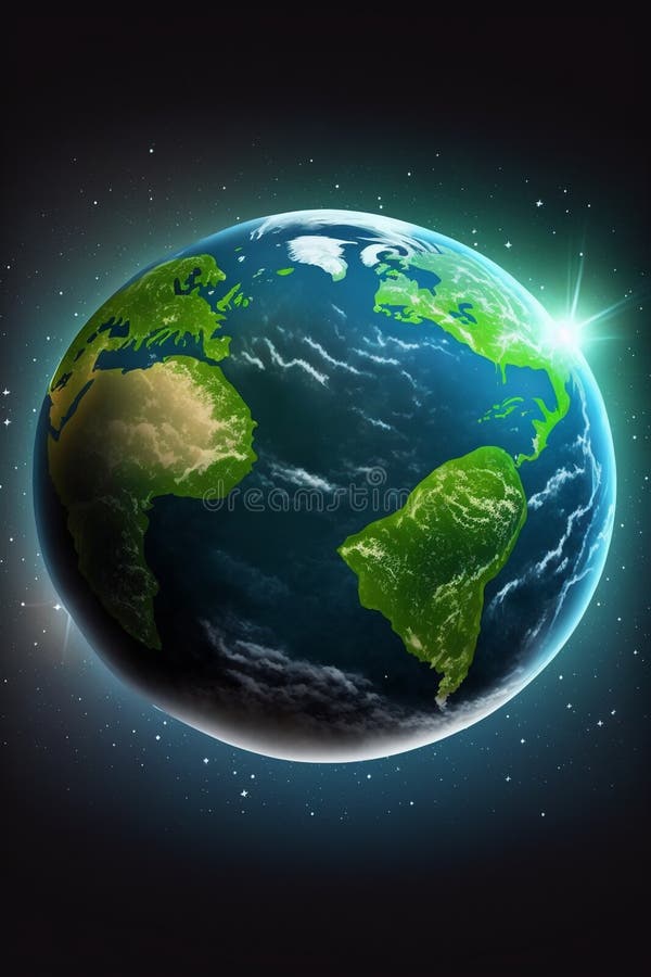 Earth in the Sky Earth in Space Stock Illustration - Illustration of ...