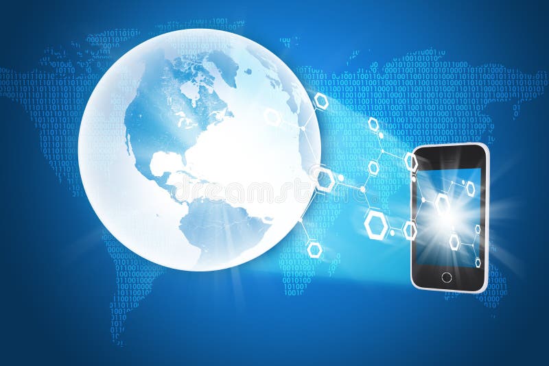 Earth with smartphone stock photo. Image of touchscreen - 60795454