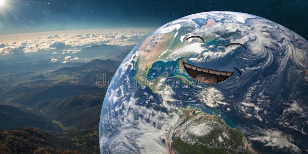 Earth Smiling in Outer Space with a Vibrant Atmosphere and Distant ...