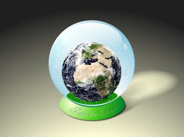 Planet Earth in snow globe stock illustration. Illustration of earth ...