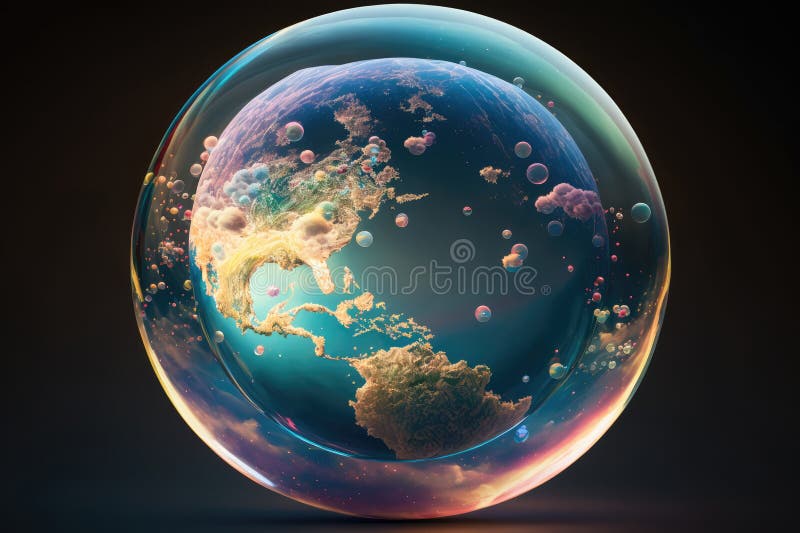 Earth in a soap bubble stock illustration. Illustration of bubble ...
