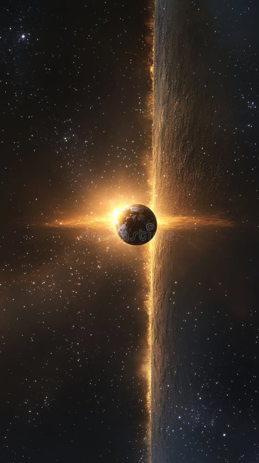 Earth with Solar Flare in Space, Cosmic View. Science and Astronomy ...