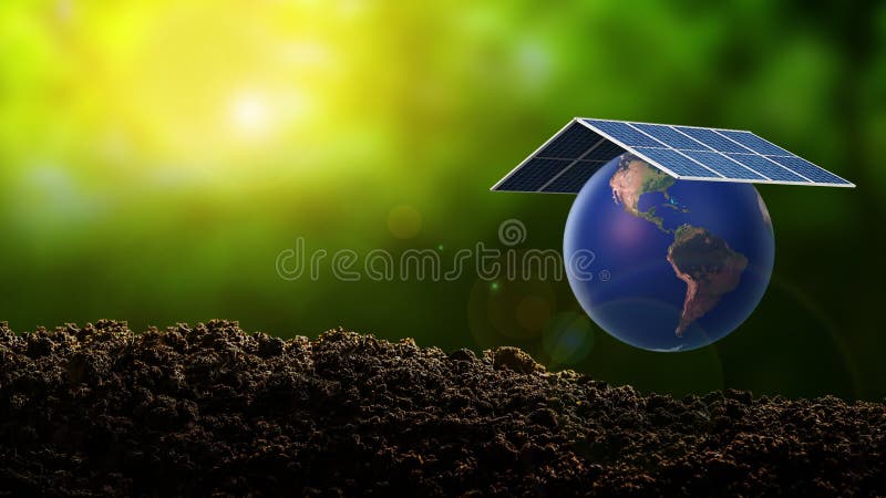 Earth and Solar Panel with Nature Background Stock Video - Video of ...