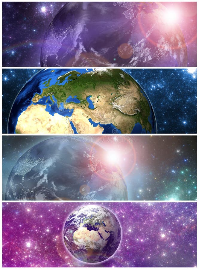 Earth in the space banners stock illustration. Illustration of marble ...