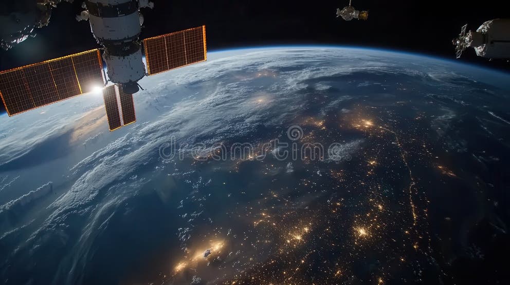 Earth from Space a Captivating View of Civilization and Clouds from a ...
