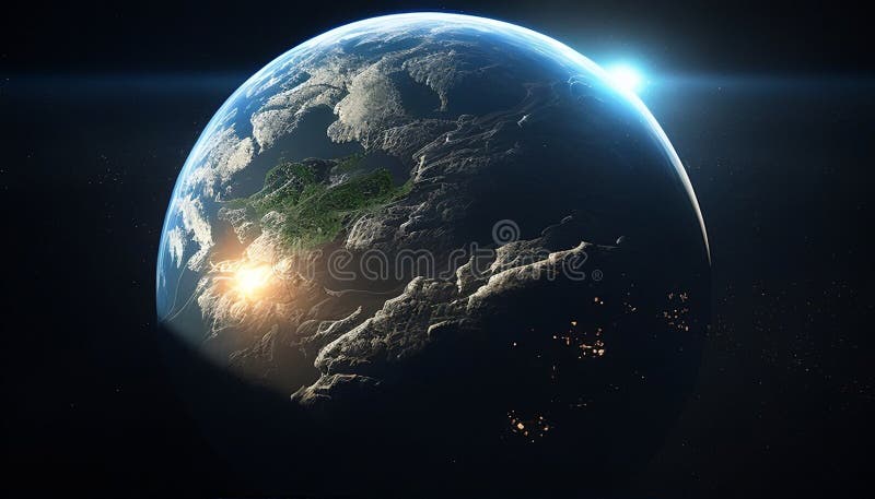 Earth from Space Cinematic, Made with Generative AI Stock Illustration ...