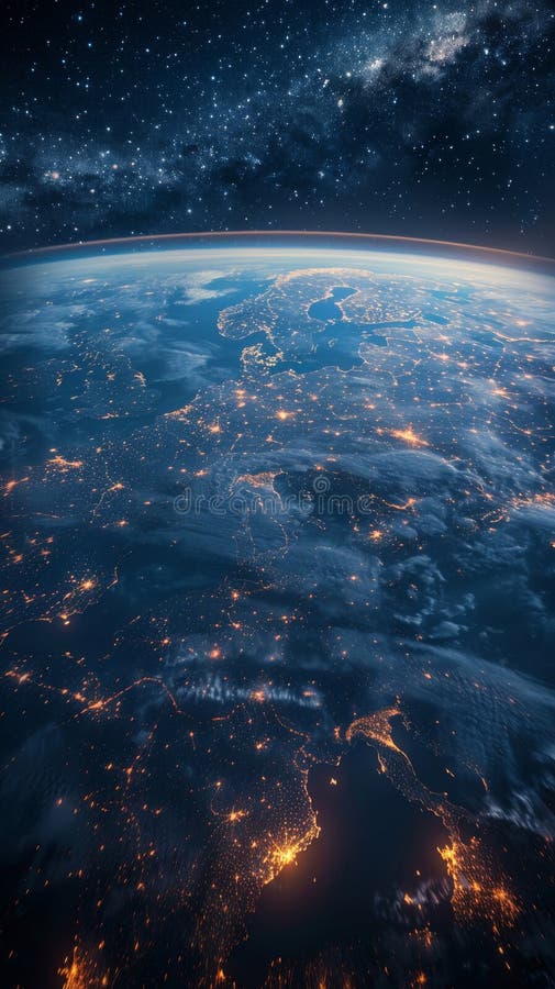 Earth from Space City Lights Night Global View Planet Science ...