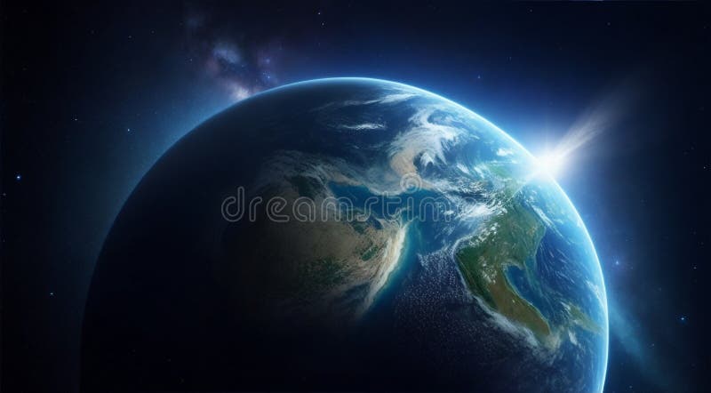 Earth in Space, Close-up of Earth in the Space, Earth in the Dark Stock ...