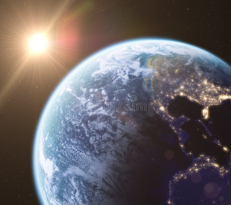 Earth in space, 3d render stock photo. Image of astronomy - 81176872