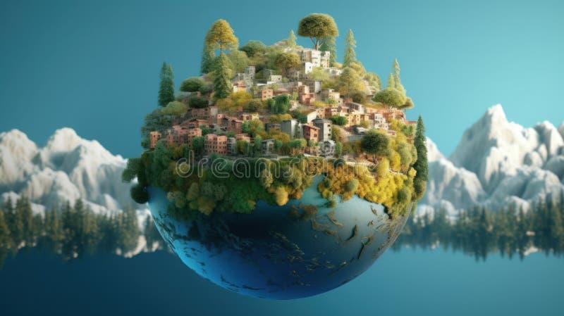 The Earth in Space Eco Save Zone Green World Stock Illustration ...