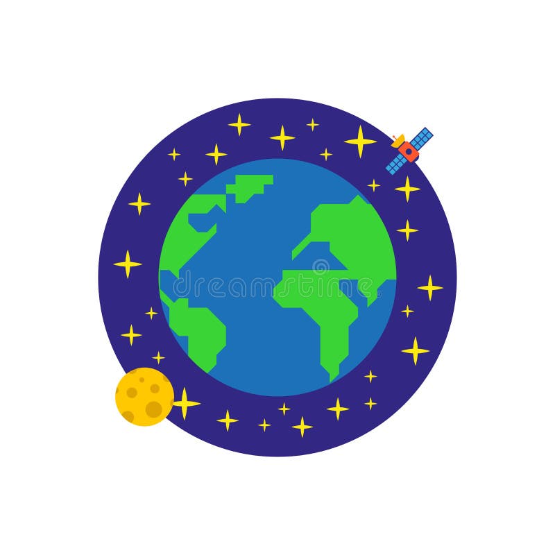 Earth in Space Icon. Vector Illustration Stock Vector - Illustration of ...