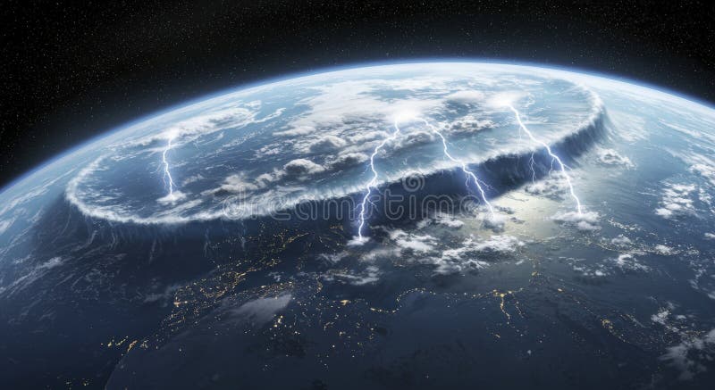 Earth from Space with Lightning Storms Illustration Perfect for Science Projects Stock ...