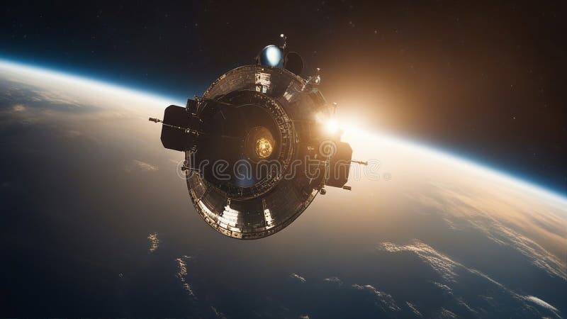 Outer View of Spaceship Window with Control System Room. Stock ...