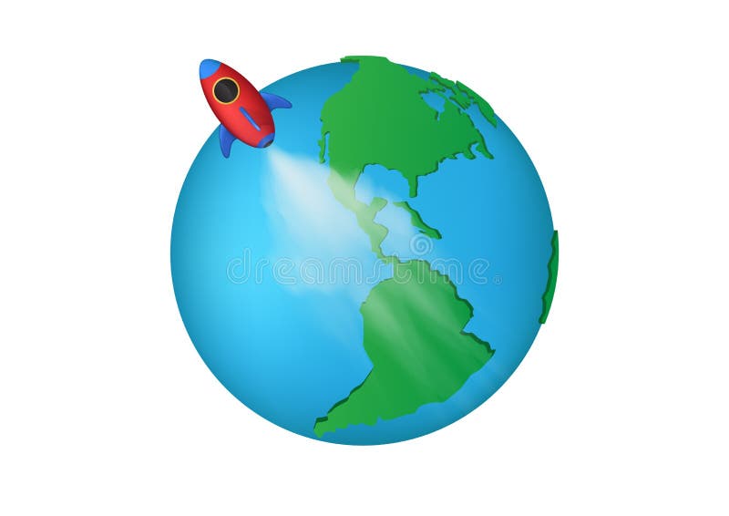 Earth with space rocket stock vector. Illustration of cosmic - 250340748