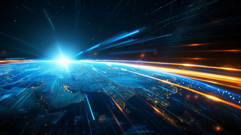 Earth from Space Showing the Global Internet Spread Around the Globe 3D ...