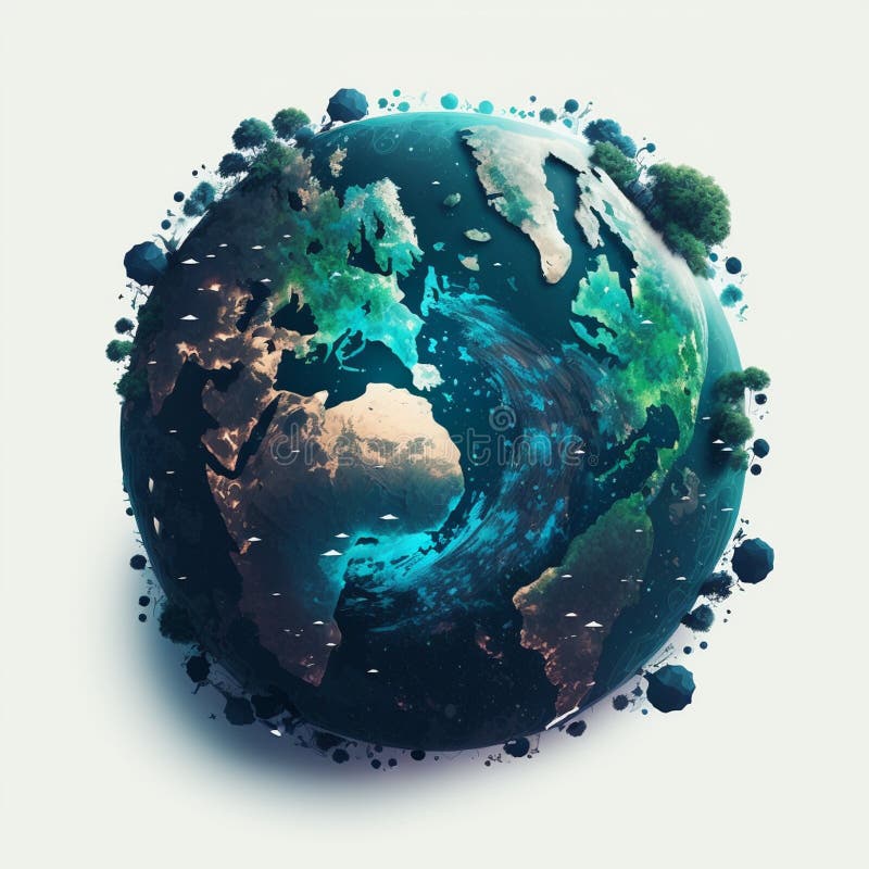 Earth in the Sky Earth in Water Earth in Space Stock Illustration ...