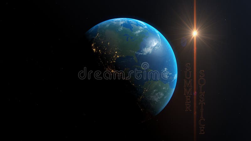 Earth in Space, Summer Solstice Stock Illustration - Illustration of ...