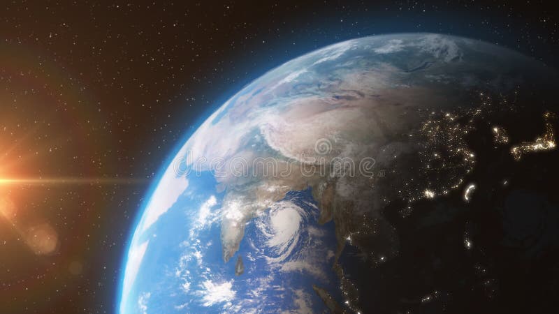 Earth from Space Sun Light Stars - 3D Animation 4K Stock Video - Video ...