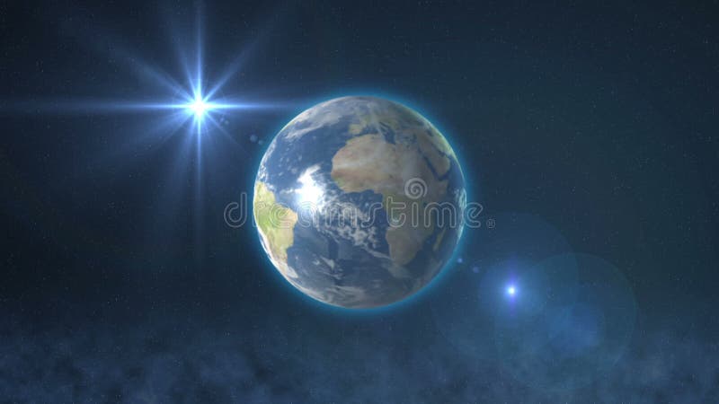 Earth in space and sun ray stock footage. Video of nasa - 200415712