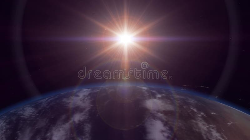 Earth in space and sun ray stock footage. Video of nasa - 200415712