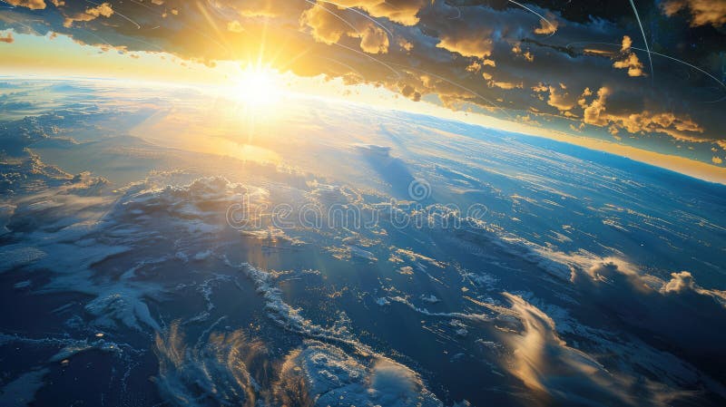 The Earth from Space, Sun Rays Reveal Weather Patterns, Cloud Movements ...