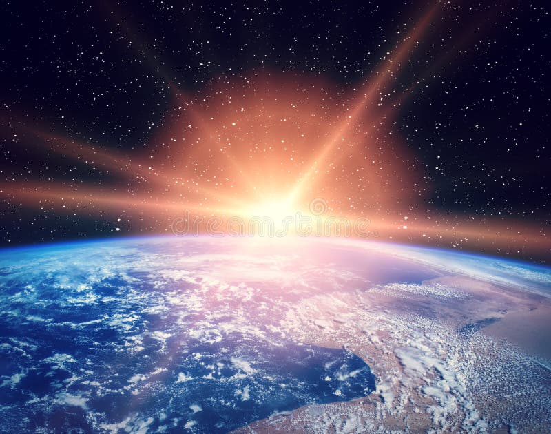 Earth from Space during a Sunrise. the Elements of this Image Furnished ...