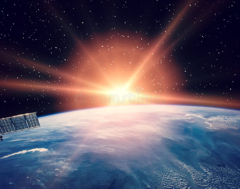 Earth from Space during a Sunrise. the Elements of this Image Furnished ...