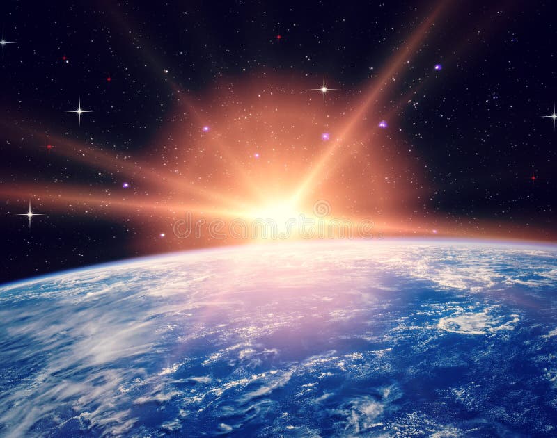 Earth from Space during a Sunrise. the Elements of this Image Furnished ...