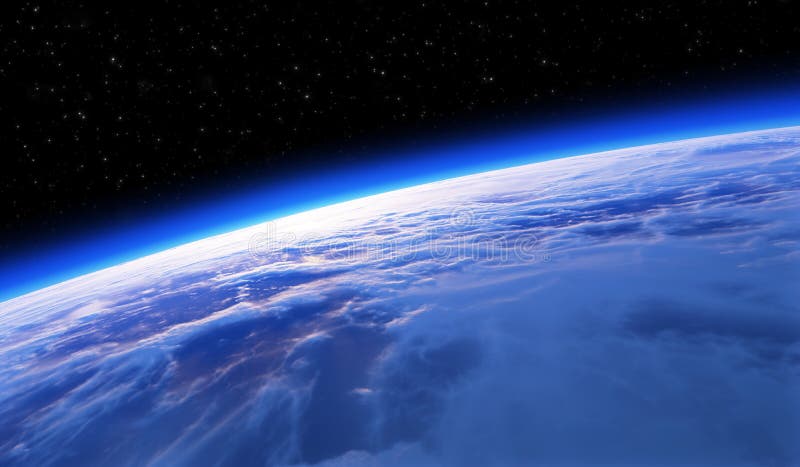 Space Sunset Earth Scape: Sun Set with Its Rays Behind Model of Cosmos ...