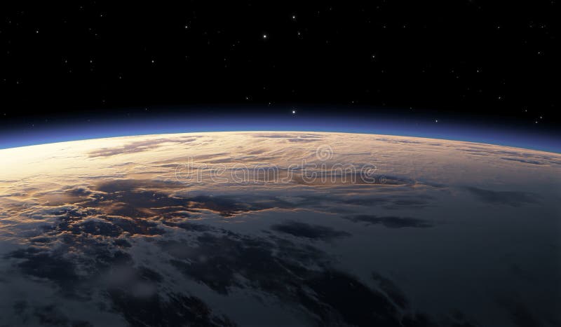 Earth from Space, Sunset or Sunrise Stock Illustration - Illustration ...