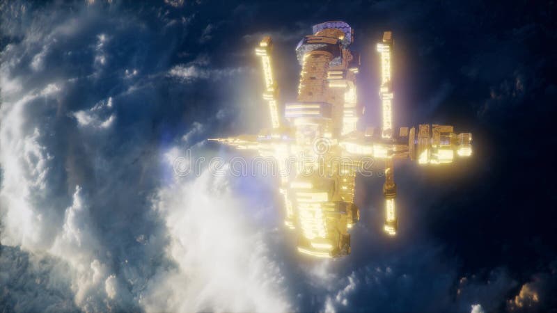 Earth and Spacecraft. Space Ship Over the Earth Stock Illustration ...