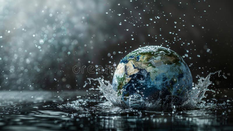 Earth Splashed with Water Generative AI Stock Image - Image of climate ...
