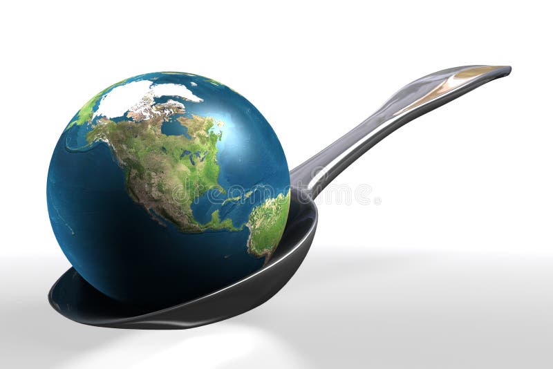 Earth in a spoon stock illustration. Illustration of reflective - 1287007