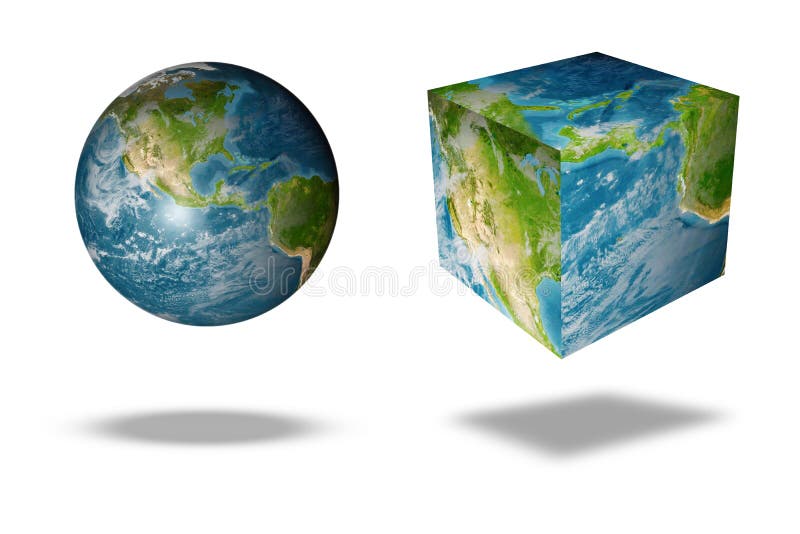 Cubic Planet Globe Earth Cube Stock Illustration - Illustration of cube ...