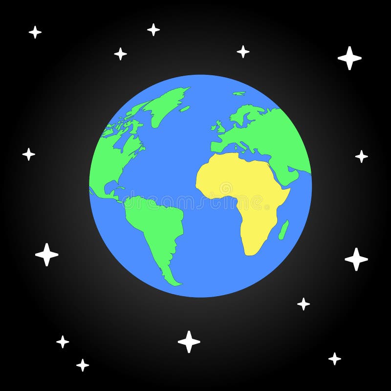 Earth and Star. Flat Design Space Illustration Stock Vector ...