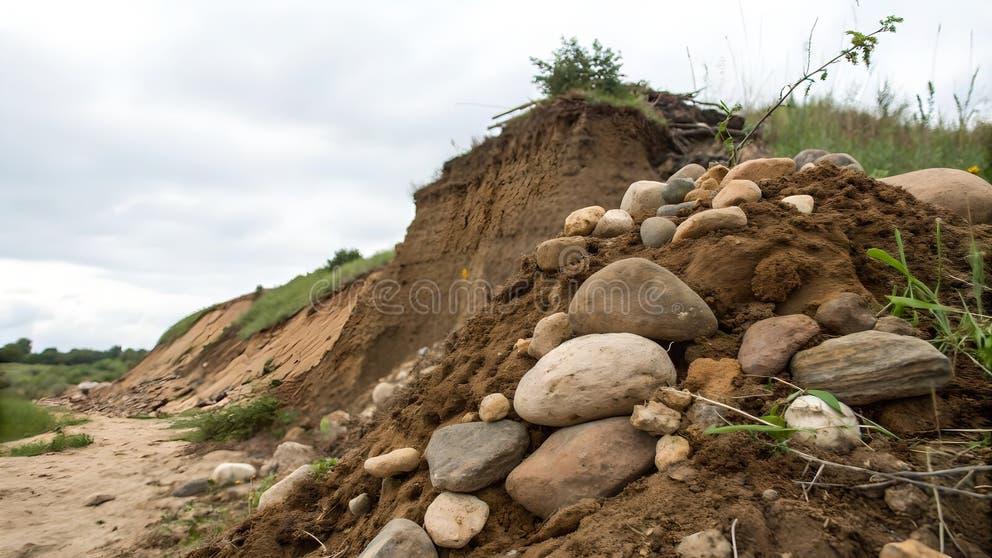 Earth and Stone Heap Under Cloudy Sky: Natural Groundwork Textures ...