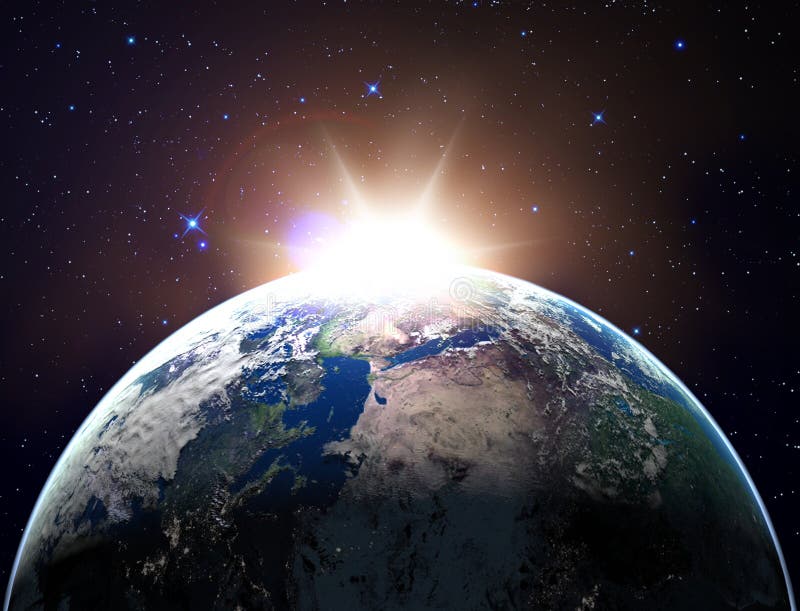 Planet Earth with Sun Rising from Space-original Image from NASA Stock ...