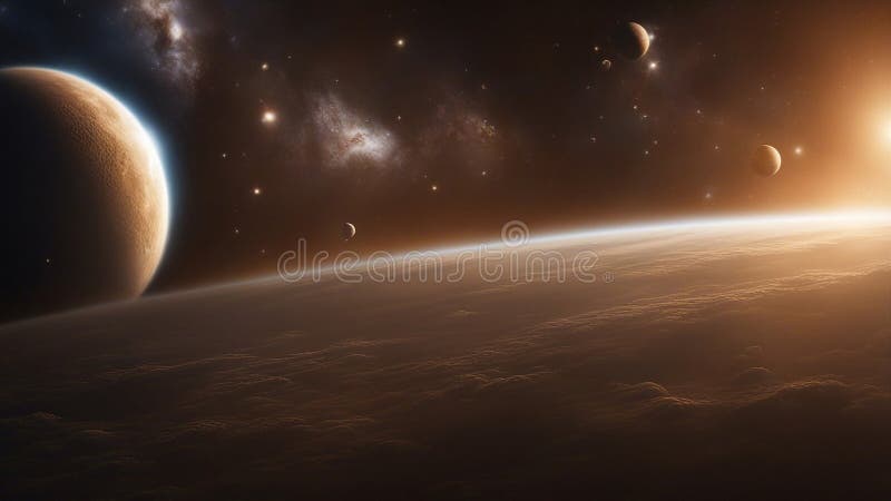 Earth and Sun _A Space View of a Wide Panel of Outer Space, Showing ...