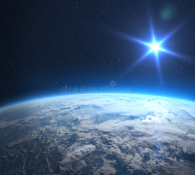 Earth and Sun. View from Outer Space Stock Illustration - Illustration ...
