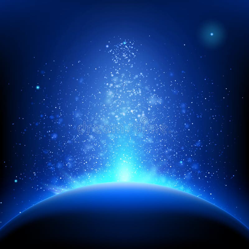 Earth - Sunrise in Deep Blue Space. EPS 10 Stock Vector - Illustration ...